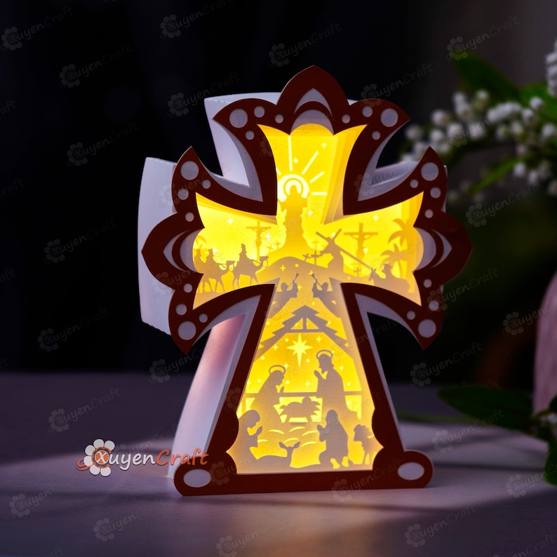Cross Lantern Shadow Box SVG, Nativity Scene, Crucifixion, Resurrection ...