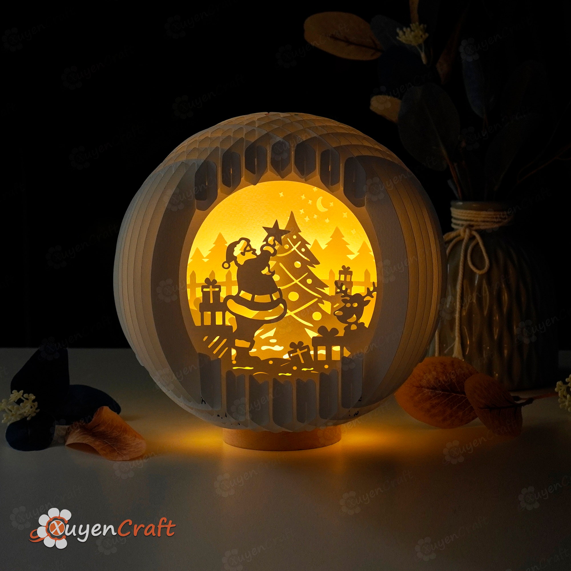 3D SVG Templates Creating Santa Claus With Tree Sphere Pop up - Etsy