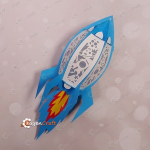 Set 2 Rocket Lantern PDF, SVG, Studio Templates - DIY Spaceship Paper ...