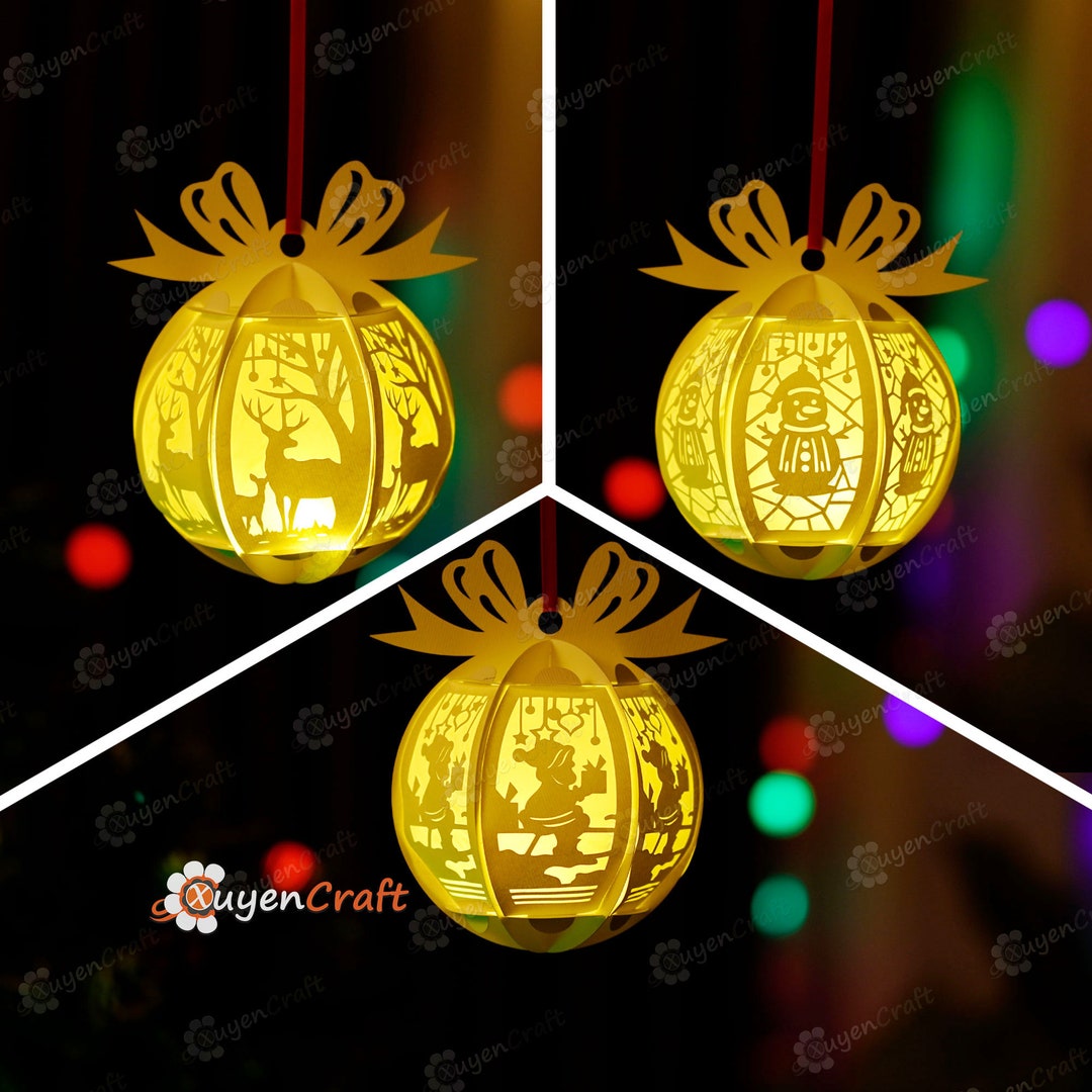 Christmas Ball Paper Lantern SVG – DIY Ornament Set (digital Download ...