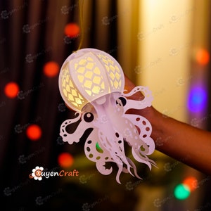 Octopus Lantern PDF, SVG, Studio Templates - Octopus Paper Lantern for ...