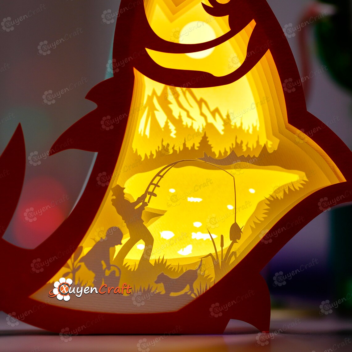 Fish Shadow Box SVG, Layered 3D Papercut, Fisherman Gift (PDF) - Etsy