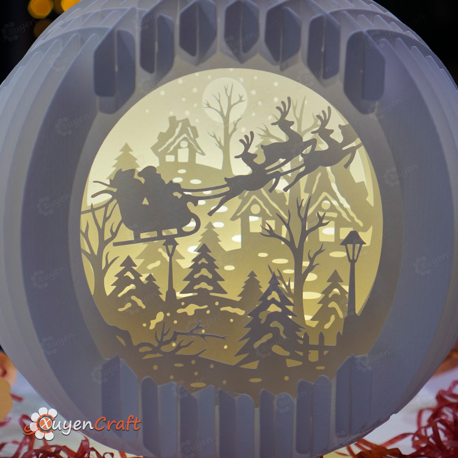 Santa Claus Reindeer Ride Sphere Popup SVG Templates Creating Santa ...