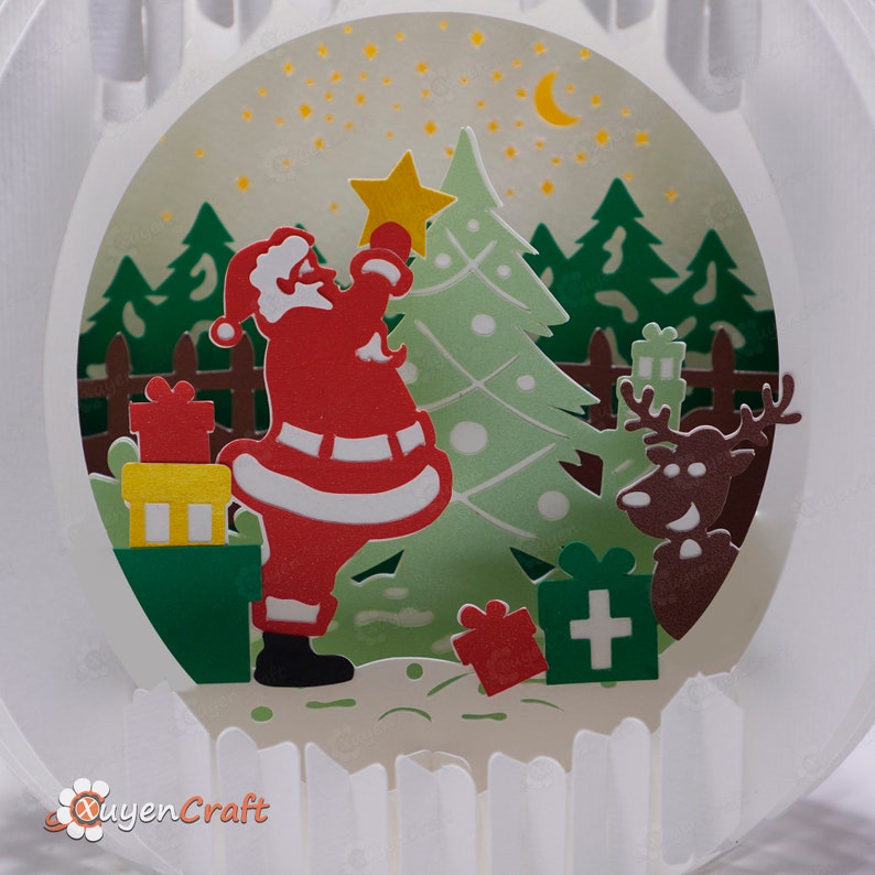 Color Version Santa Claus in Sphere Pop up SVG Silhouette - Etsy