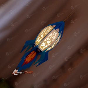 Set 2 Rocket Lantern PDF, SVG, Studio Templates - DIY Spaceship Paper ...