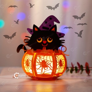 Set 3 Cat Pumpkin Lantern PDF, SVG, Studio Templates - Pumpkin Lantern ...