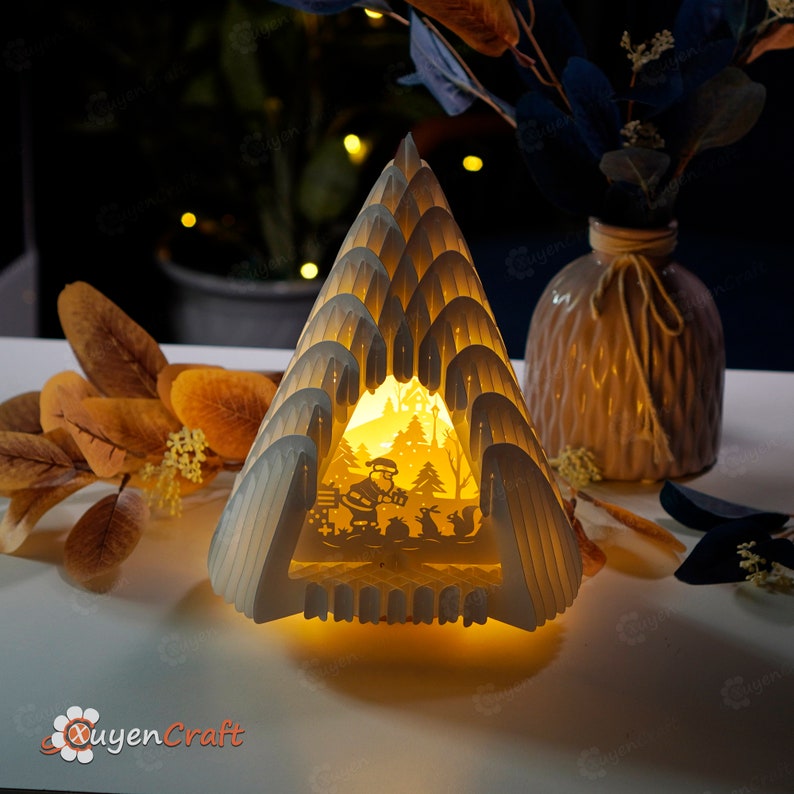 Santa Claus in Tree Pop up SVG Template Paper Cutting Creating - Etsy