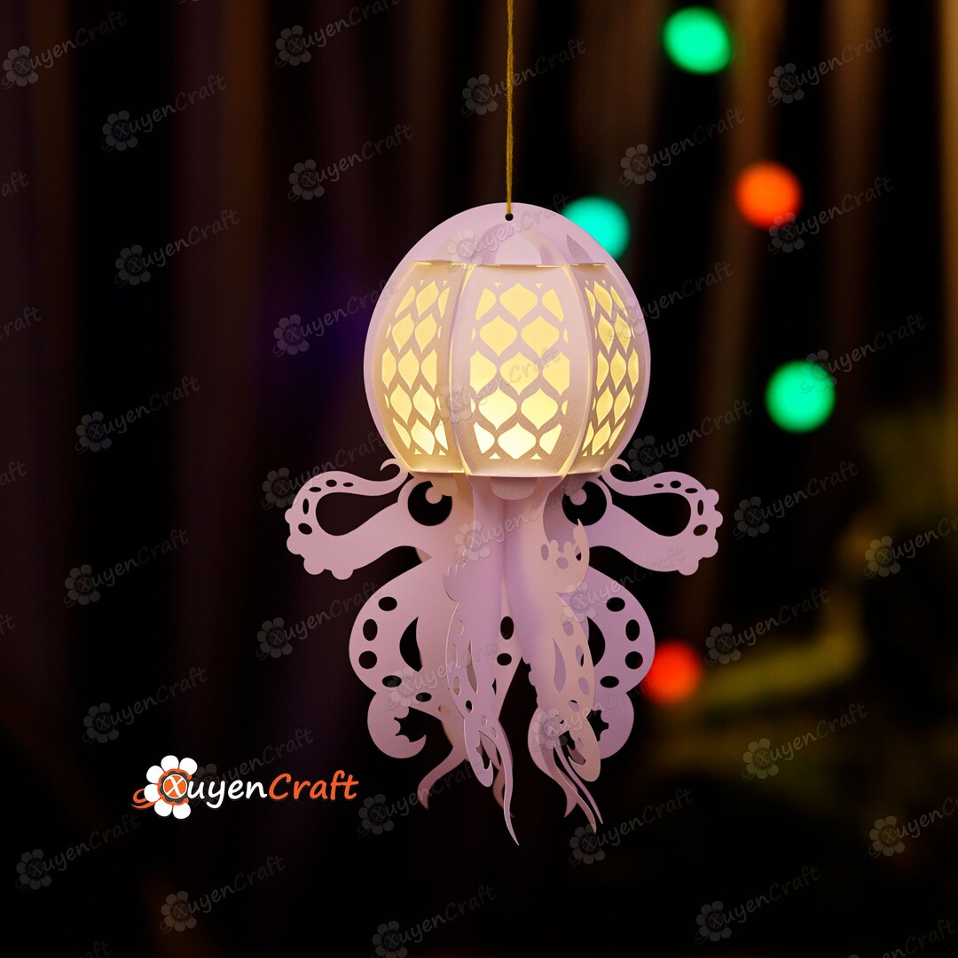 Octopus Lantern PDF, SVG, Studio Templates - Octopus Paper Lantern for ...