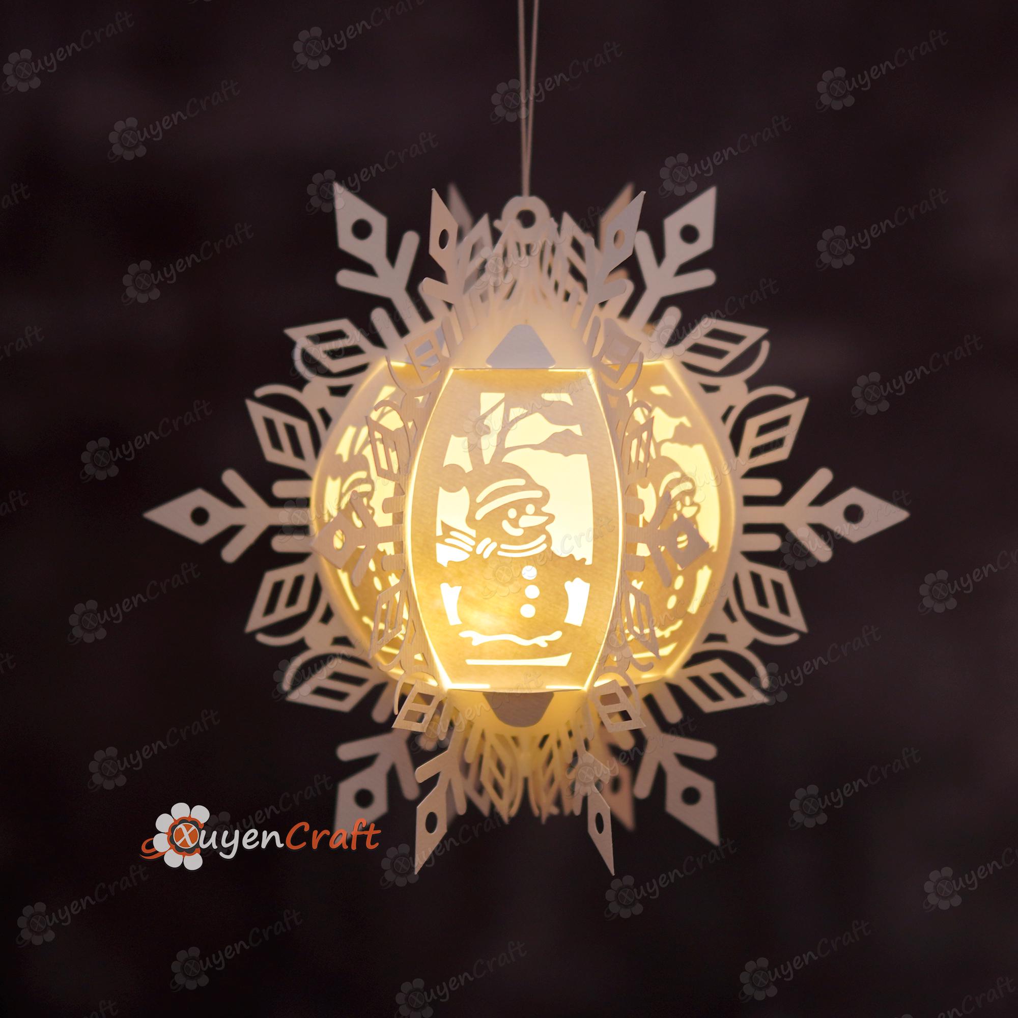 Set 3 Hanging Snowflake Lantern PDF, SVG, Studio Templates - DIY ...