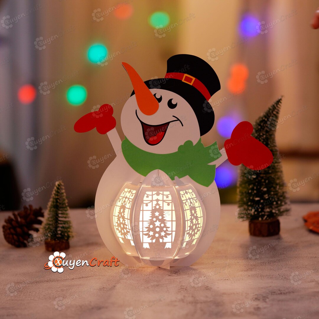 Snowman Lantern PDF, SVG, Studio Templates for You DIY Christmas ...