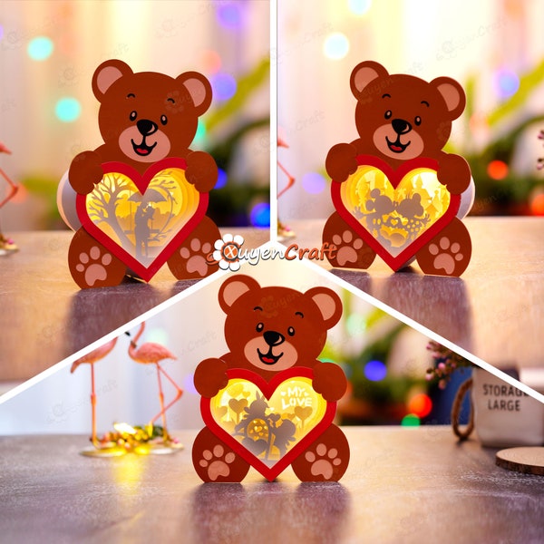 Teddy Bear Shadow Box Svg - Etsy