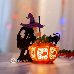 Set 3 Witch Pumpkin Lantern PDF, SVG, Studio Templates - Pumpkin ...