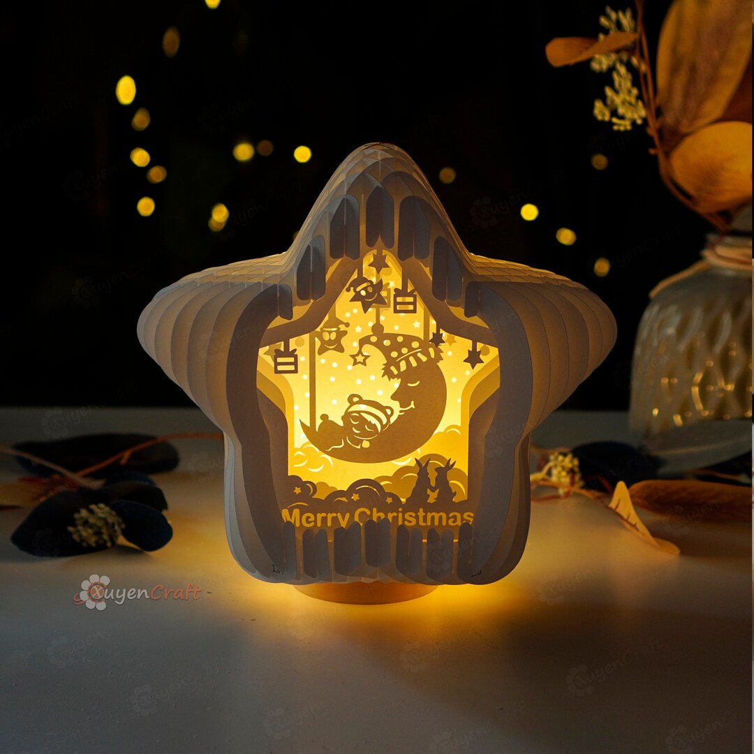 Merry Christmas Star Pop up SVG Templates Creating Baby - Etsy