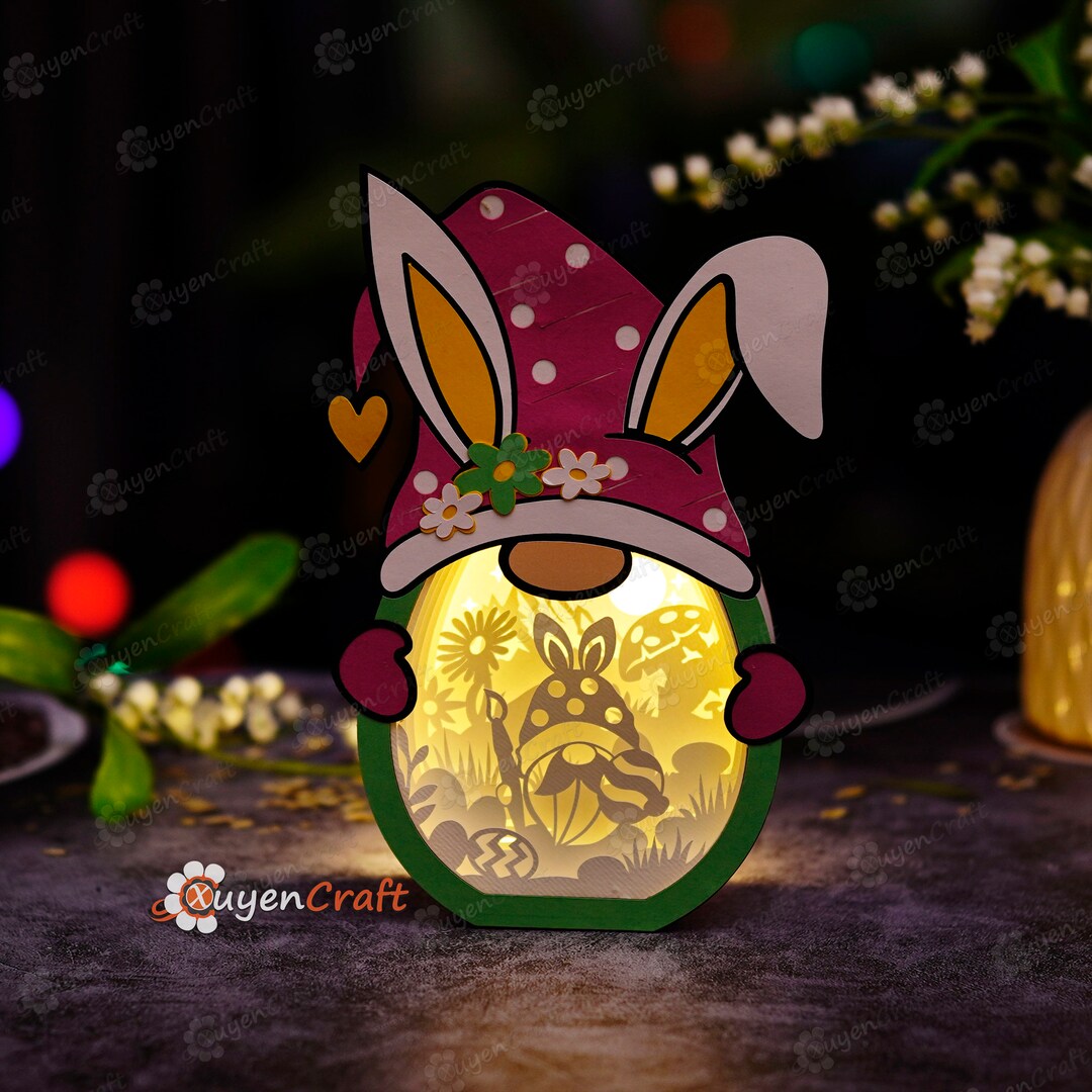 Easter Gnome Shadow Box Pdf Svg Light Box For Cricut Projects Diy