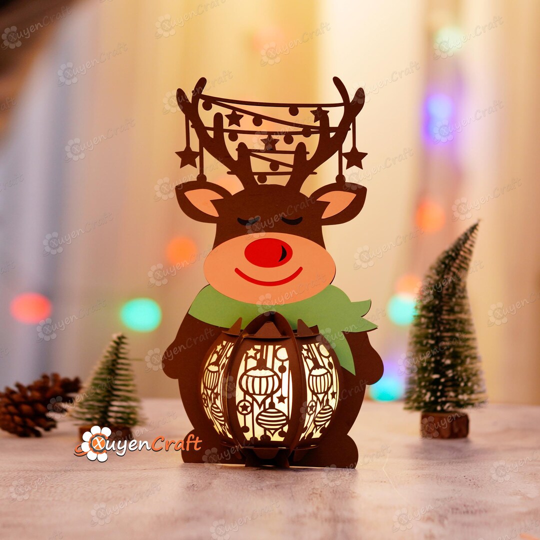 Reindeer Lantern PDF, SVG, Studio Templates for You DIY Christmas ...