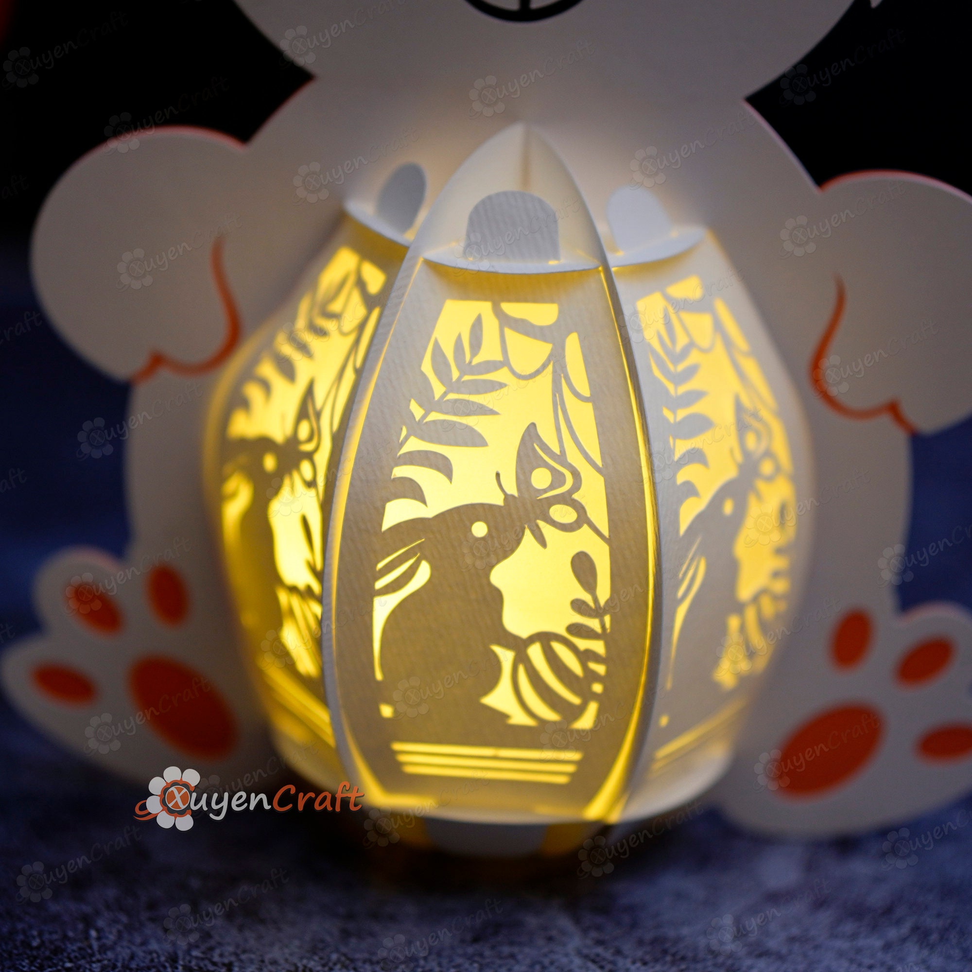 Bunny Easter Egg Lantern Template, DIY Paper Cut (PDF, SVG, Studio) - Etsy