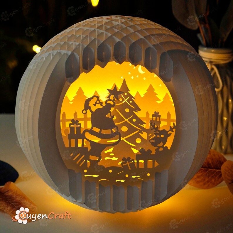 3D SVG Templates Creating Santa Claus With Tree Sphere Pop up - Etsy