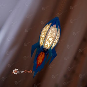 Set 2 Rocket Lantern PDF, SVG, Studio Templates - DIY Spaceship Paper ...