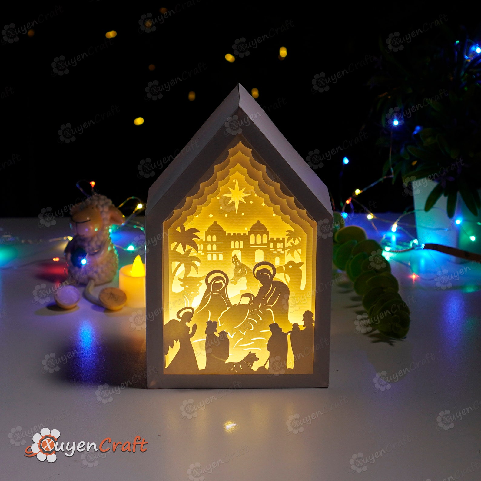 Pack 4 Christmas Lanterns Shadow Box SVG, Silhouette Studio Templates ...