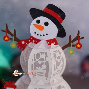 Set 3 Snowman Lantern SVG, Studio, PDF Templates V2 - DIY Christmas ...