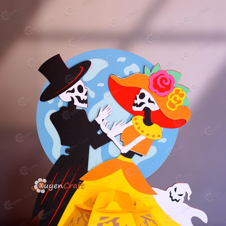 Catrina Couple Lantern Templates – Day of the Dead SVG, PDF, Studio ...