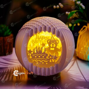 Pack 3 Happy Birthday Sphere Popup SVG for Cricut Projects, Cameo4 ...