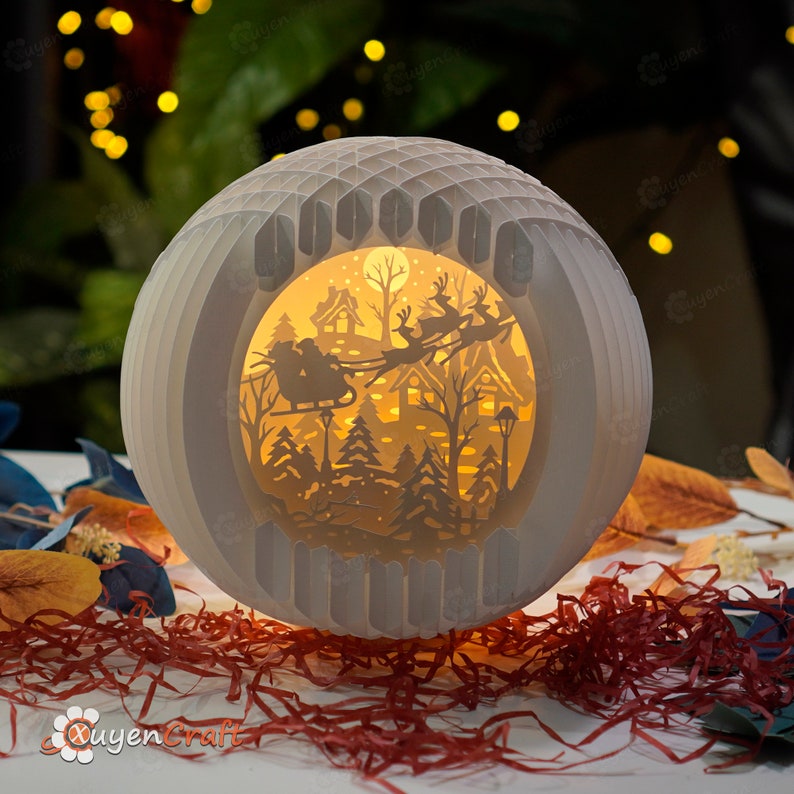 Santa Claus Reindeer Ride Sphere Popup SVG Templates Creating - Etsy
