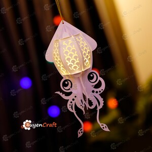 Squid Lantern PDF, SVG, Studio Templates - Fish Paper Lantern for for ...
