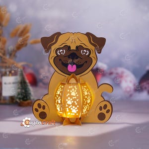 Pug Dog Lantern PDF, SVG, Studio Templates for You DIY Dog Lantern for ...