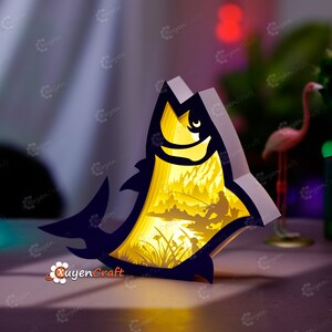 Sitting Fishing SVG Cut Files Template, Fish Shadow Box , Fish Lantern ...