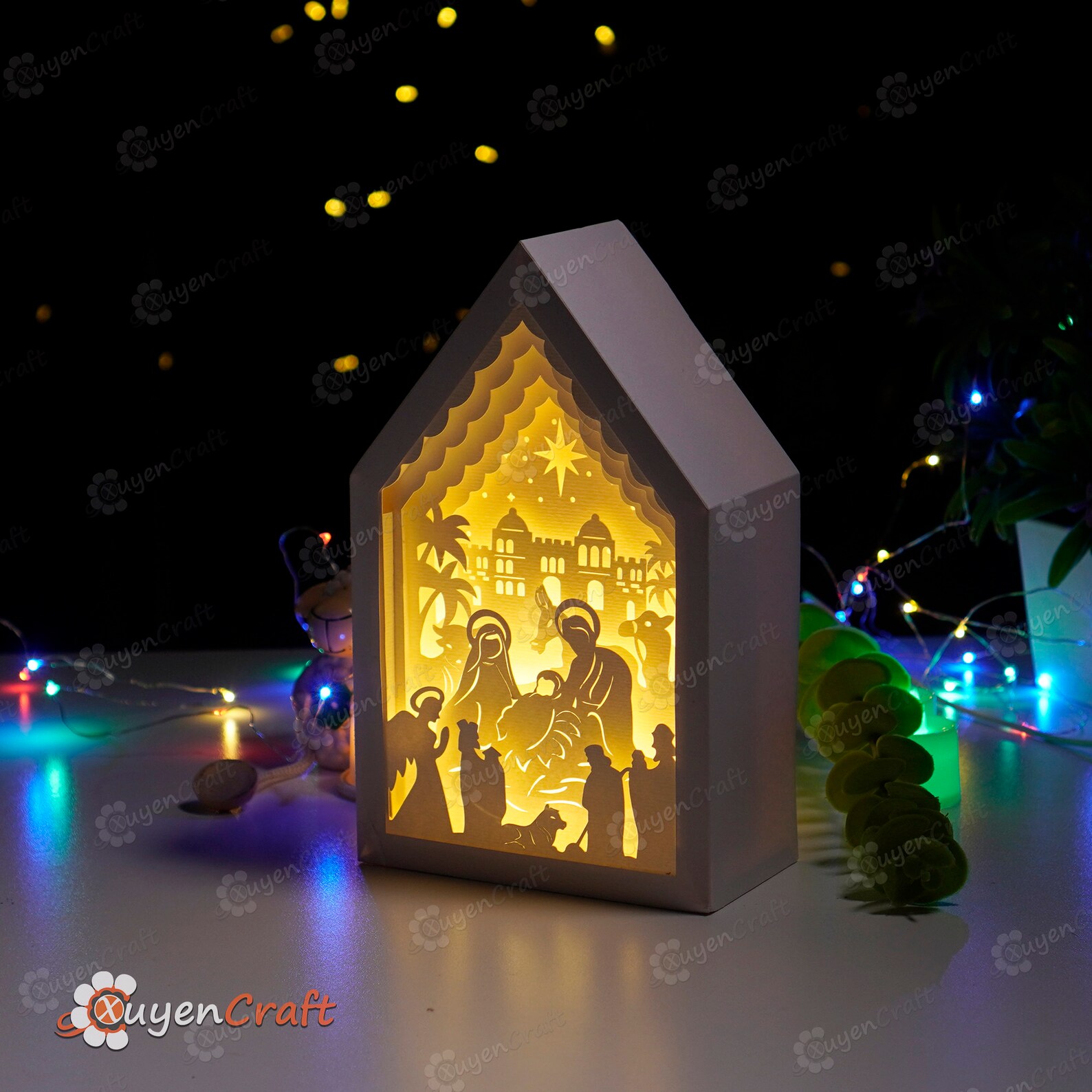 Pack 4 Christmas Lanterns Shadow Box SVG, Silhouette Studio Templates ...