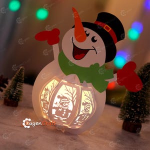 Set 3 Snowman Lantern PDF, SVG, Studio Templates for You DIY Christmas ...