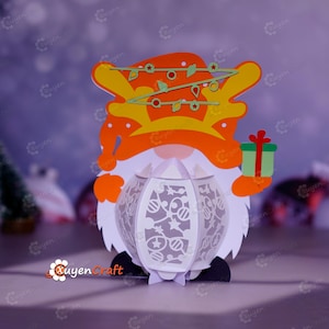 Pack 3 Gnome Lantern SVG, Studio, PDF Templates for You Diy Christmas ...