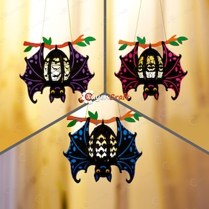 Set 3 Fledermaus Laterne PDF, SVG, Studio Vorlagen - Fledermaus ...