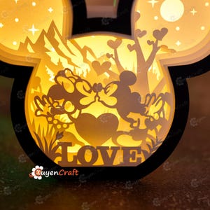 Head Mickey Shadow Box PDF, SVG, Studio Template - Mickey Lightbox Svg ...