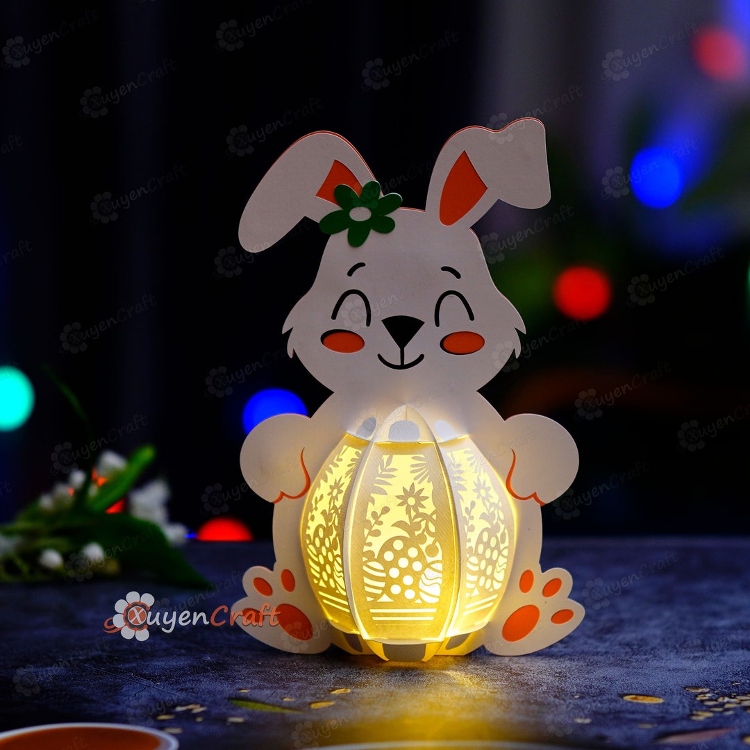 Egg Scene Bunny Lantern PDF, SVG, Studio Template - Bunny Easter Egg ...