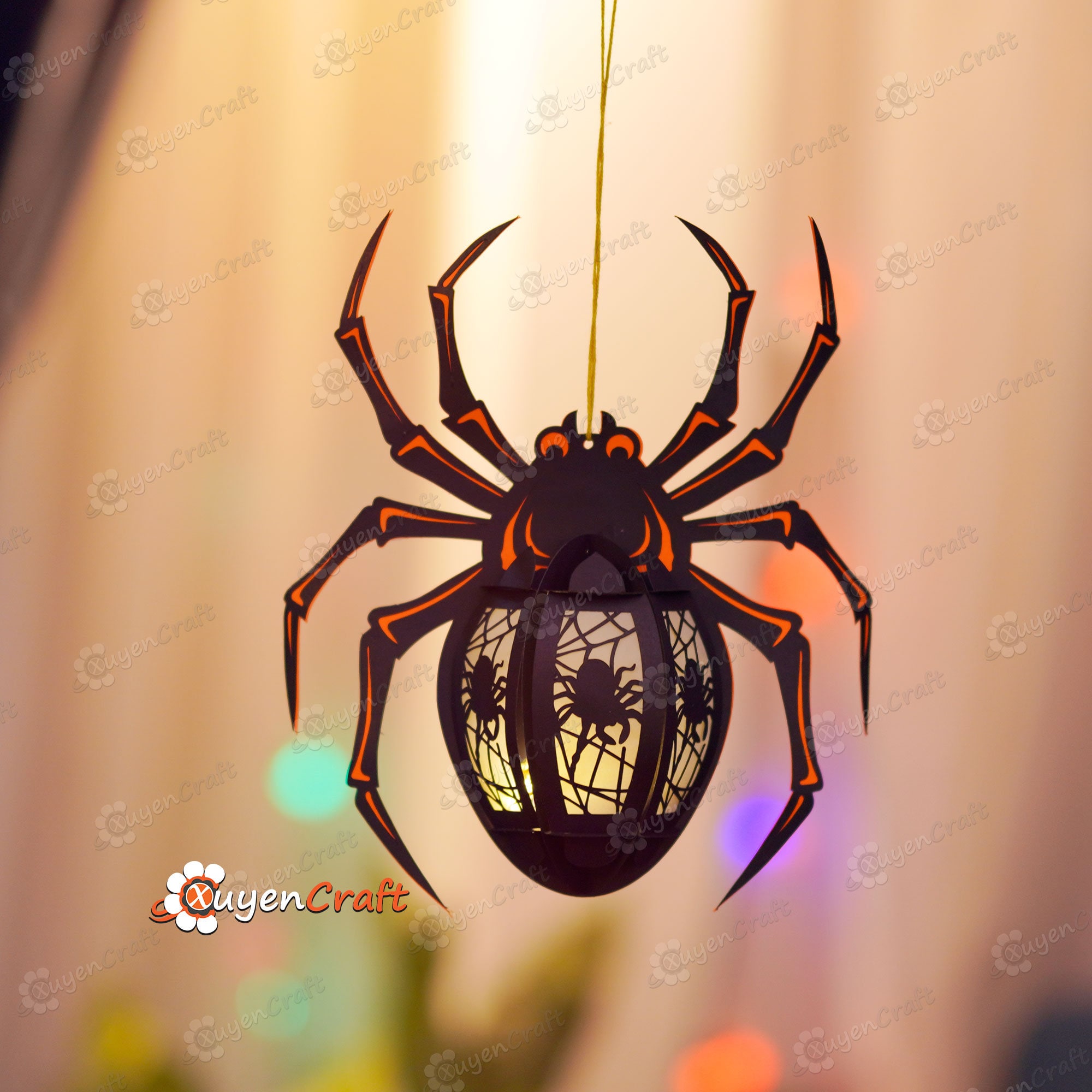 Spider Lantern PDF Template, DIY Halloween Paper Cut Light Box - Etsy