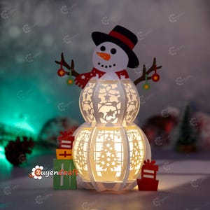 Set 3 Snowman Lantern SVG, Studio, PDF Templates V2 - DIY Christmas ...