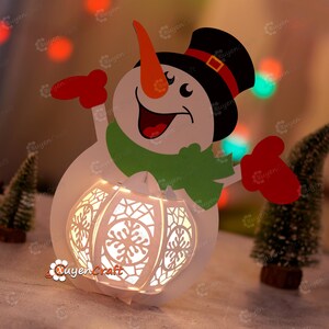 Set 3 Snowman Lantern PDF, SVG, Studio Templates for You DIY Christmas ...