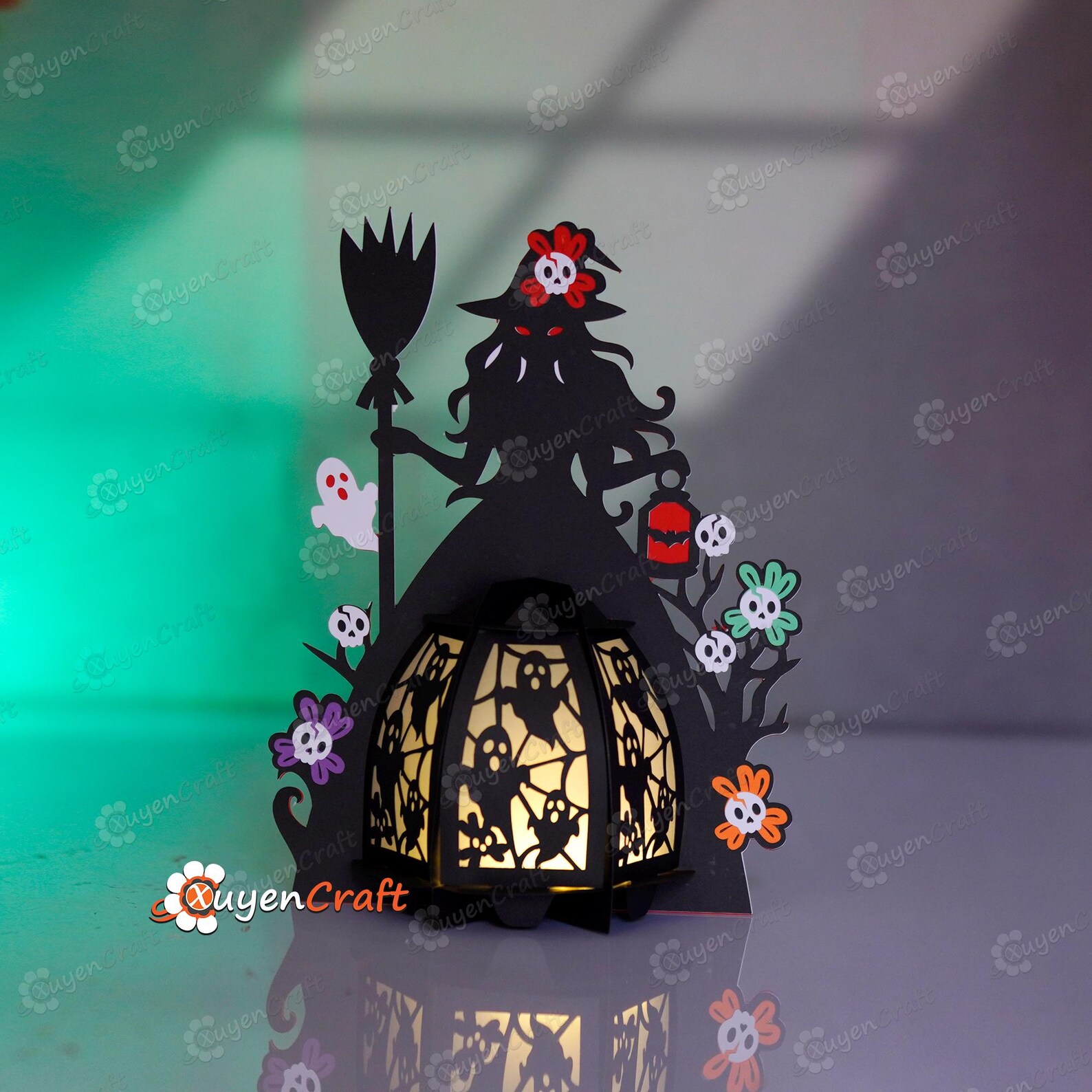 Witch Lantern Templates (pack 3) – Halloween Papercut Decoration SVG ...