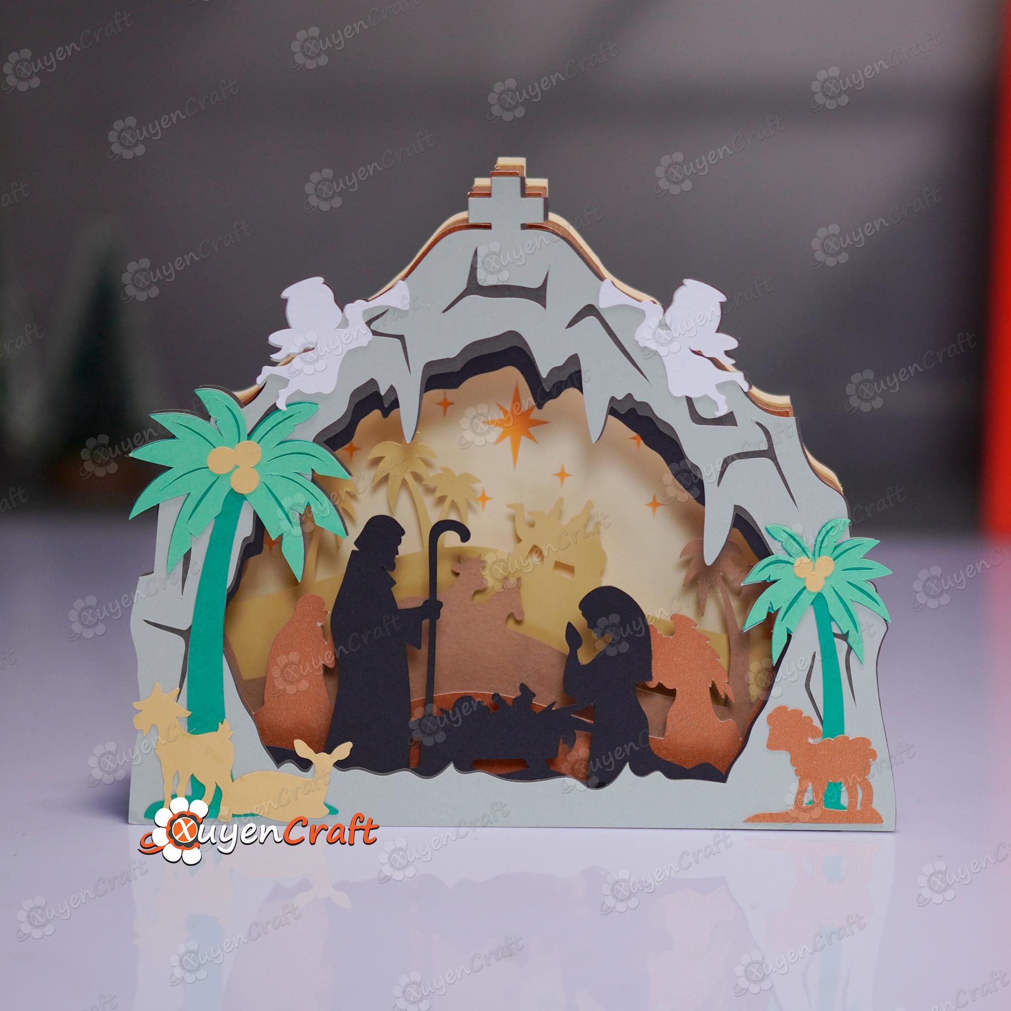 Pack 3 Nativity Scene 3D Pop-up Card Templates | Christmas Papercut ...