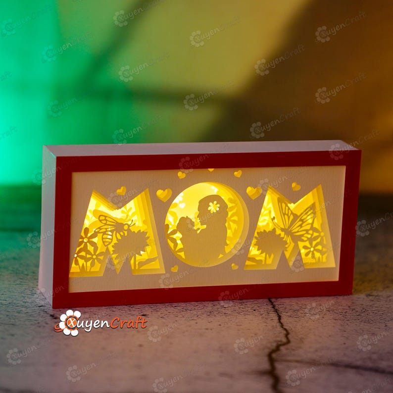Mom Shadow Box SVG, Studio, PDF Templates for You Diy Mother's Day Gift ...