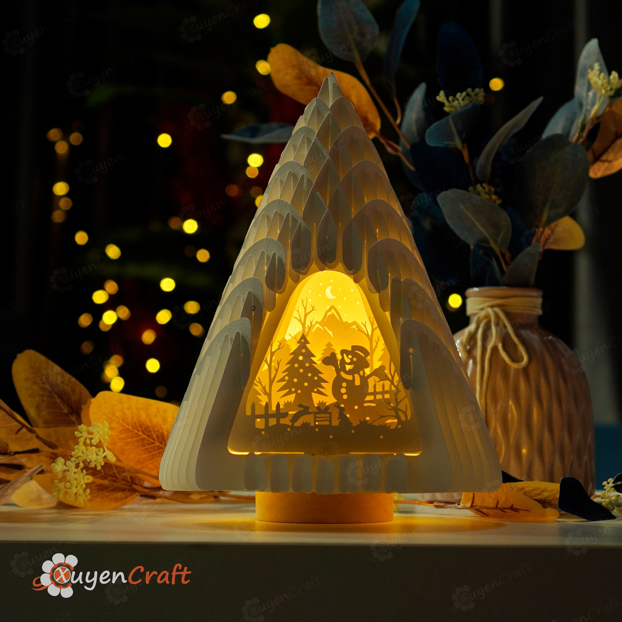 Snowman in Tree Pop up SVG Template Paper Cutting Creating - Etsy