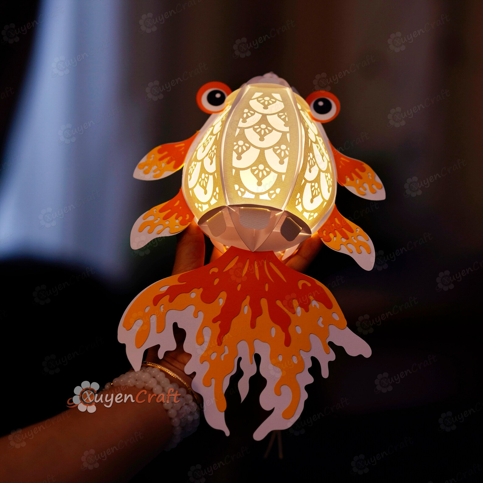 Goldfish Lantern Template, DIY Paper Fish Light (PDF, SVG, Studio) - Etsy
