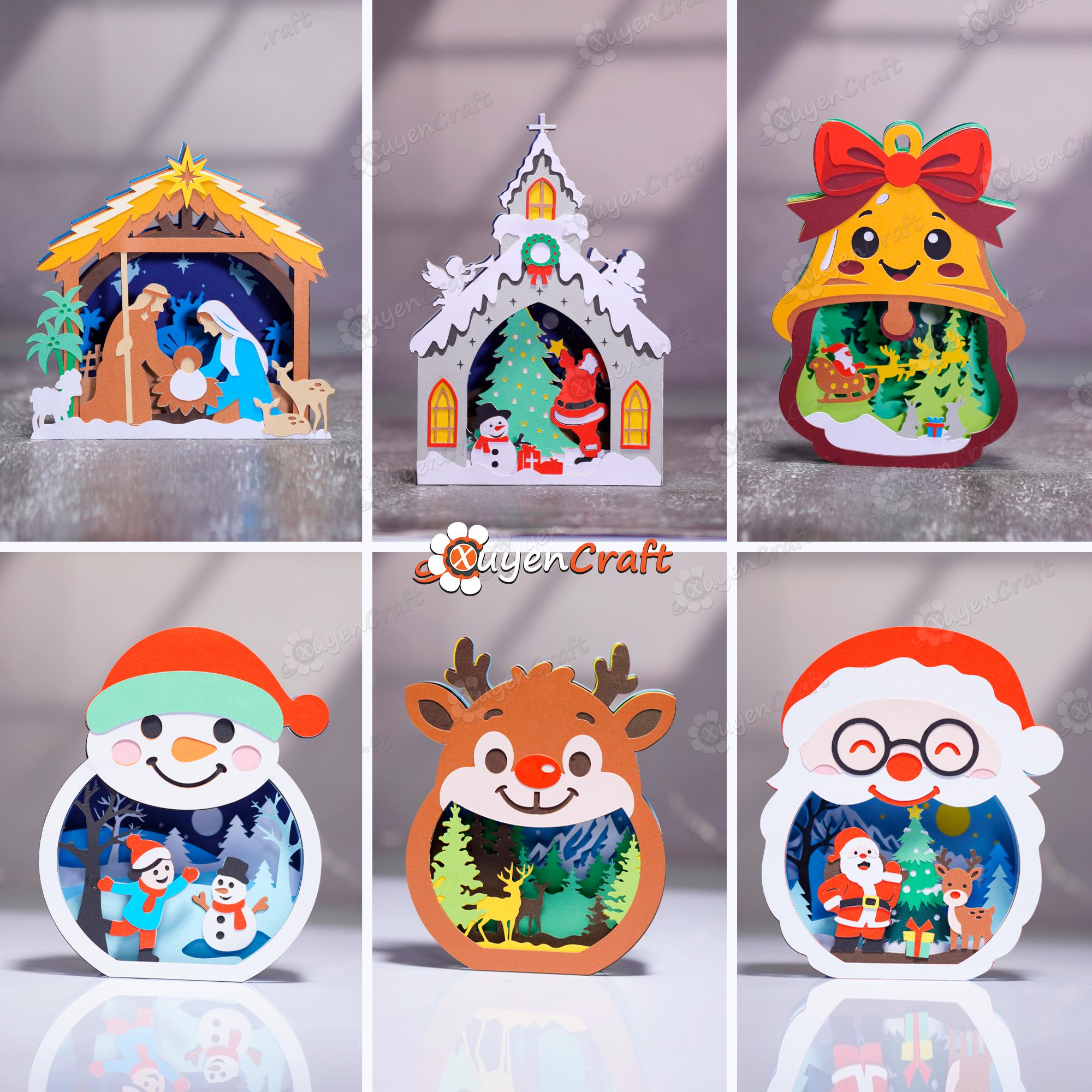 Pack 6 Christmas 3D Pop-up Card Templates – Nativity, Winter Church ...