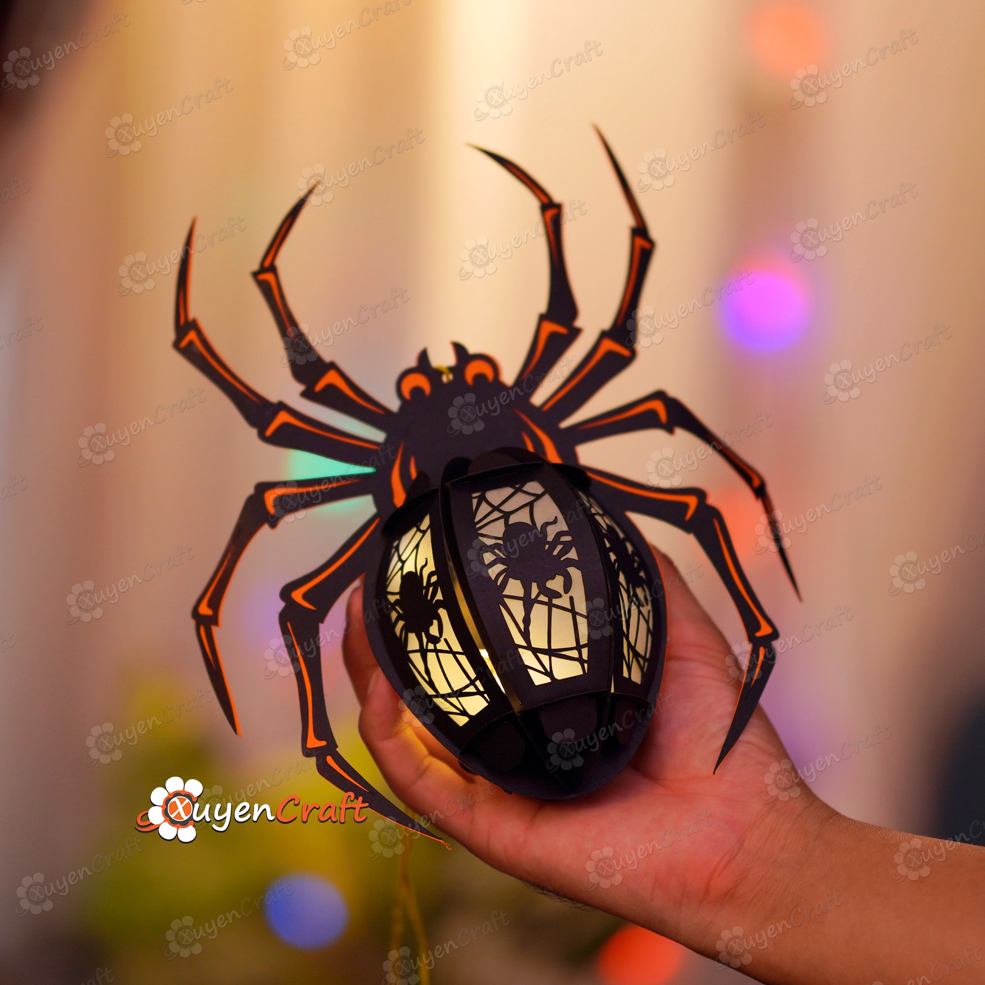 Spider Lantern Set of 3, Halloween Decoration, DIY Paper Cut Templates ...