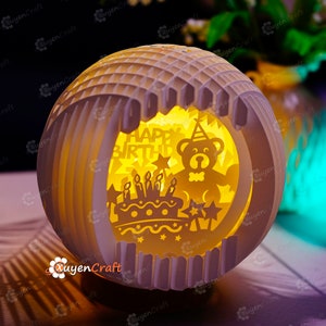 Pack 3 Happy Birthday Sphere Popup SVG for Cricut Projects, Cameo4 ...