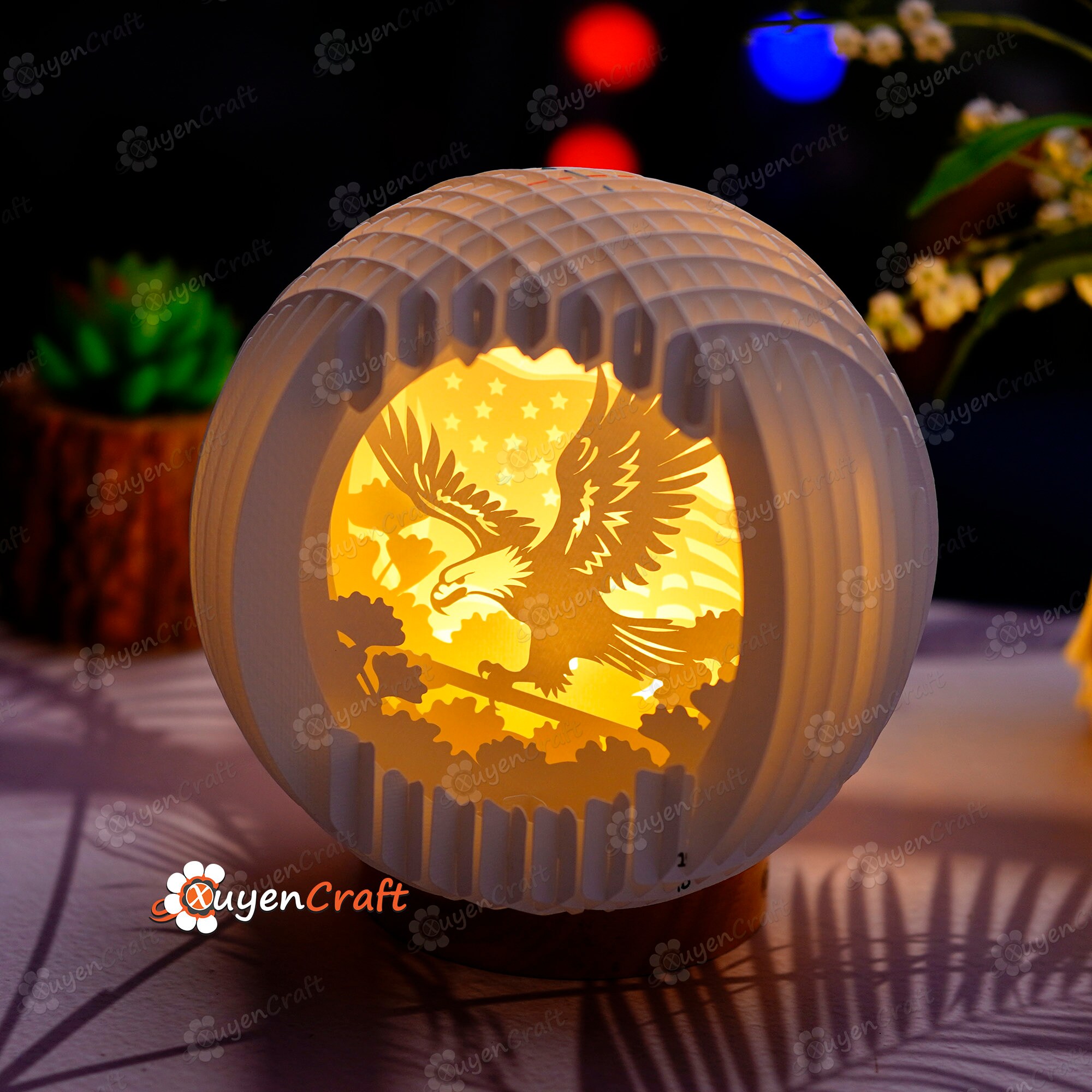 American Eagle Sphere Paper Lantern, Shadow Box Template (PDF, SVG) - Etsy