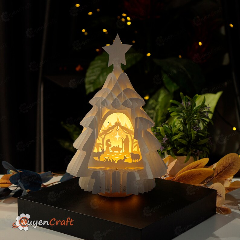 Nativity Scene in Tree Pop up SVG Template Paper Cutting - Etsy UK