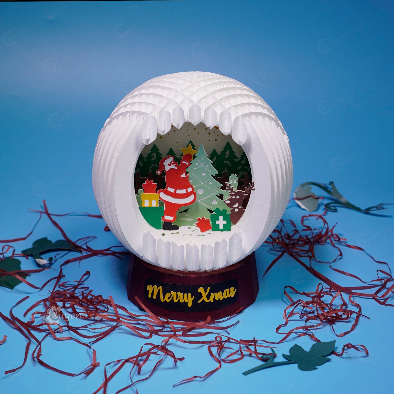 Color Version Santa Claus in Sphere Pop up SVG Silhouette - Etsy
